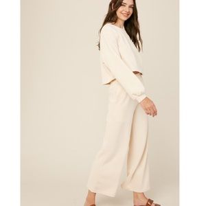Listicle | Intimates & Sleepwear | Knit Off White Sweatsuit Wide Leg ...